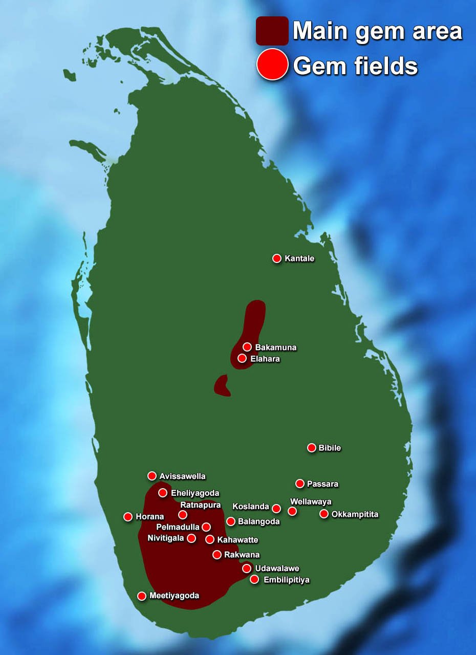 Gem locations in Sri Lanka | Find Gem deposits - The Sri Lanka