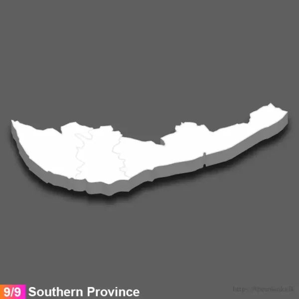 Southern province 3D map (free vector) - The Sri Lanka